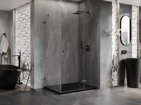 Mexen Lunar, výklopný sprchový kout pravý 80 x 90 cm, 8mm čiré sklo, grafitový profil, 834-080-090-95-00-P