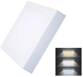 Solight LED mini panel CCT, přisazený, 12W, 900lm, 3000K, 4000K, 6000K, čtvercový