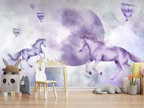 Fototapeta Abstrakce pro děti - motiv pohádkových zvířat na fialovém pozadí