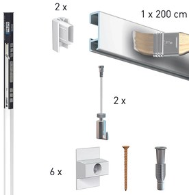 Závěsný systém na obrazy - SET Click Rail bílá přetíratelná 2m (2x perlon 2xAG)