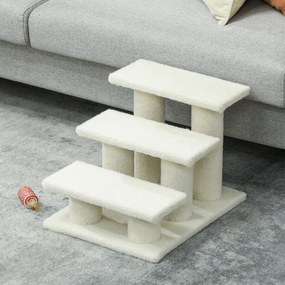 PawHut Kočičí schůdky 3 stupně, zvířecí schody, schody pro kočku, domácí schůdky plyšové 45 x 35 x 34 cm, béžové