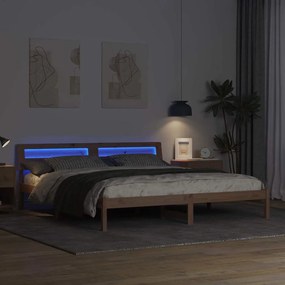 Rám postele s čelo Hnědá 200 x 200 cm Masivní borové dřevo 3385742