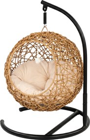 PawHut pletené kočičí lůžko — vyvýšený ratanový dům s pratelným polštářem a hračkou, 45 × 41 × 75 cm, světle hnědý | Aosom