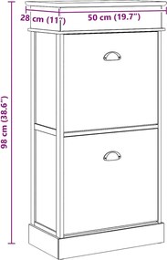vidaXL Marketos Botník hnědý 50 x 28 x 98 cm dřevo pavlovnie
