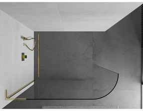 Mexen Kioto L, sprchová zástěna Walk-In 100 x 200 cm, 8mm čiré sklo, zlatý lesklý profil, 800-100-103-50-06