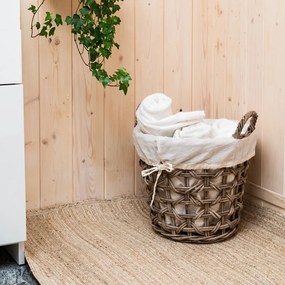 Vingo Ratanový koš na deky / prádlo s textilní vložkou, kulatý – šedý Rozměry (cm): průměr 45, v. 40