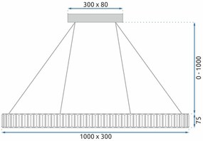 Toolight Toolight, LED stropní svítidlo 100x30 cm, 22W, APP1508-CP, zlatá matná, OSW-06971