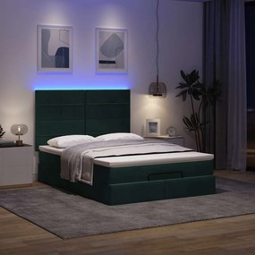 Osmanský rám postele s matracemi tmavě zelená 140x200cm samet 3314327
