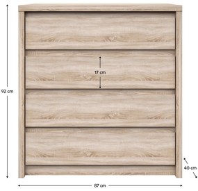 Kondela Komoda 4S, dub sonoma, NORTY TYP 21