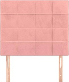 Čelo postele růžové 90x5x118/128 cm sametové 3116373