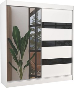 ADRK Furniture Posuvná skříň se zrcadlem a lacobelem TOURA 200 ADRK-SW-TOU-WBL-200