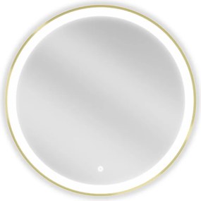 Mexen Esso, kulaté LED podsvícené koupelnové zrcadlo 70 cm, 6000K, topná podložka proti zamlžování, zlatý rám, 9825-070-070-611-50