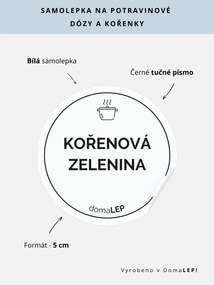 Samolepka na kořenky KOŘENOVÁ ZELENINA bílá 5 cm tučné písmo