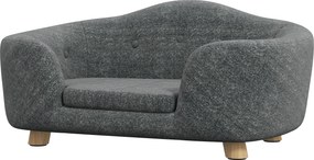 PawHut Psí Pohovka, Matrace pro psy, Psí Postel, Kočičí Pohovka s Polštářem, Zádovým Kapsou, Plyšová Pěna, Borovicové Dřevo, Tmavě Šedá 70 x 47 x 30 …
