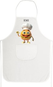 Kuchyňská zástěra Burger EMI, Bílá