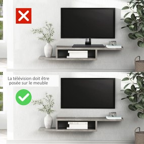 HOMCOM Nástěnný TV Stojan - Floating Wall Shelf - Niche, Otvory pro Kabely - Šedý | Aosom
