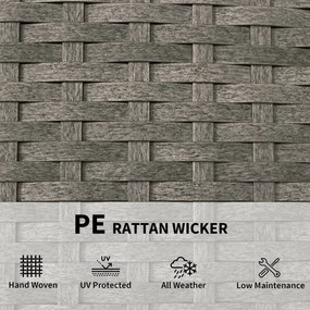 Outsunny ratanové lehátko ve tvaru S – 5polohové nastavení s opěrkou hlavy, prodyšná UV‑odolná síť, odolné vůči počasí – světle šedé