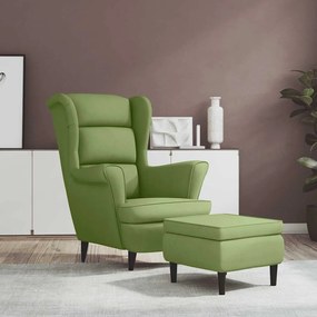 vidaXL Křeslo ušák se stoličkou samet [3115930] Barva: světle zelená
