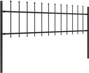 Zahradní plot s kopím nahoře ocelový 838 x 60 cm černý 277597