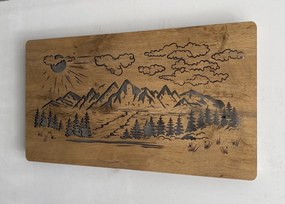 Li-Go "Hory" světelný obraz 230V 80x45 cm provedení povrchu: dub světlý