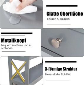 Costway Konzolový stůl 3 úrovně se zásuvkou ze dřeva – 100 × 30 × 80 cm, šedá