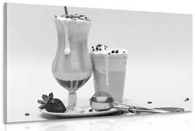 Obraz mléčný koktejl v černobílém provedení - 120x80 cm