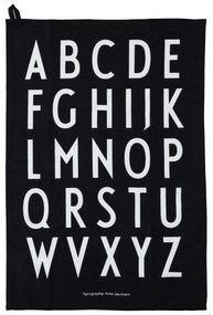 DESIGN LETTERS Bavlněná utěrka Design Letters - set 2 ks, černá barva, bílá barva, textil