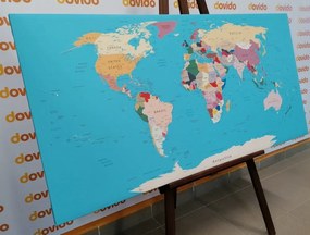 Obraz mapa světa s názvy - 120x60 cm
