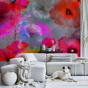 Fototapeta Namalované máky - umělecké červené květiny na louce ve stylu akvarelu