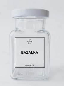 Samolepka na kořenky BAZALKA průhledná 5 × 5 cm tučné písmo
