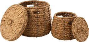 2ks přírodní koše s víky z hyacintových listů Maurice - Ø 52 *43 cm