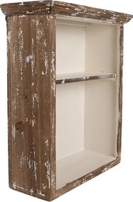 Bílo - hnědá antik nástěnná dřevěná polička Julia - 36*15*43 cm