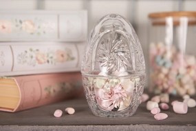 Skleněná dóza s víkem ve tvaru vejce – Ø 8*12 cm