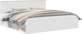 Rám postele s čelo Bílá 200 x 200 cm Masivní borové dřevo 3410555