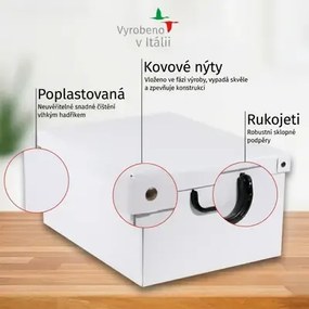 LAVATELLI Úložný box s víkem bílý / pevný karton / 50 x 40 x 25 cm / n