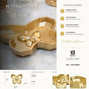 Dekorativní odkládací miska Butterfly 20,5 cm zlatá