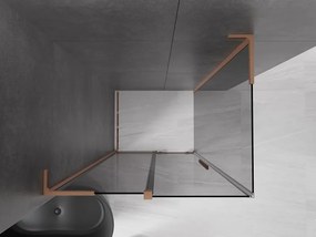Mexen Velar L, sprchový kout s posuvnými dveřmi 110 x 80 cm, 8mm šedé sklo, měděná matná, 871-110-080-43-65
