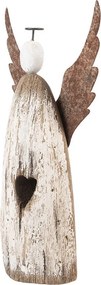 Dekorace dřevěná figurka anděl se srdíčkem Angel Rustic L - 14*5*26 cm