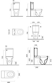 GSI Pura wc kombi mísa 36 x 68 cm spodní zadní odpad keramika bílá Extra Glaze 881711