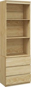 HOMCOM Vysoká knihovna o výšce 180 cm se 3 policemi a 3 zásuvkami v přírodním dřevě 60 x 35 x 180 cm