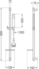 Mexen sprchový set DQ00, zlatý, 785004581-50