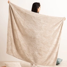 Deka s motivem listů RYO, 180 x 230 cm, béžová