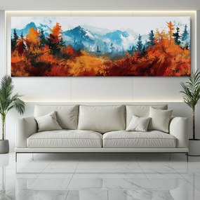 Obraz na plátně - V náručí stromů pod horskými hřbety FeelHappy.cz Velikost obrazu: 60 x 20 cm