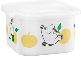 Dóza s víkem Moomin Joyful Apples 1l, smalt / bílo-žlutá