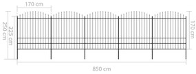 Zahradní plot s hroty ocel (1,75–2) x 8,5 m černý,  277752