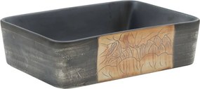 Umyvadlo na desku černé a hnědé obdélník 46x35,5x13 cm keramika 155076