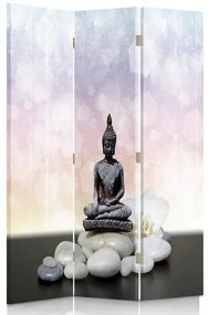 Ozdobný paraván Kameny zenového Buddhy - 110x170 cm, třídílný, obustranný paraván 360°