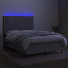 Box spring postel s matrací a LED světle šedá 140x190 cm textil 3135029