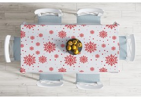 Vánoční ubrus s příměsí bavlny Minimalist Cushion Covers Red Snowflakes, 140 x 180 cm