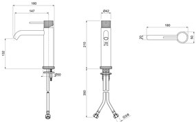 Sapho Ultrasan umyvadlová baterie stojánková bez výpusti matná černá UT004VB
